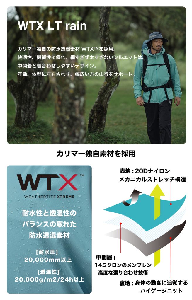 karrimorから、快適性・機能性に優れた⼭岳向けレインウェア、WTX LT rain seriesが2月初旬より発売開始！！ | THE ...